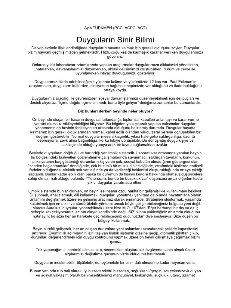 Duyguların Sinir Bilimi | PDF