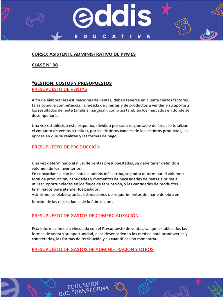 Clase 38 Pymes | PDF | Presupuesto | Sector privado Clase 38 Pymes | PDF | Presupuesto | Sector privado