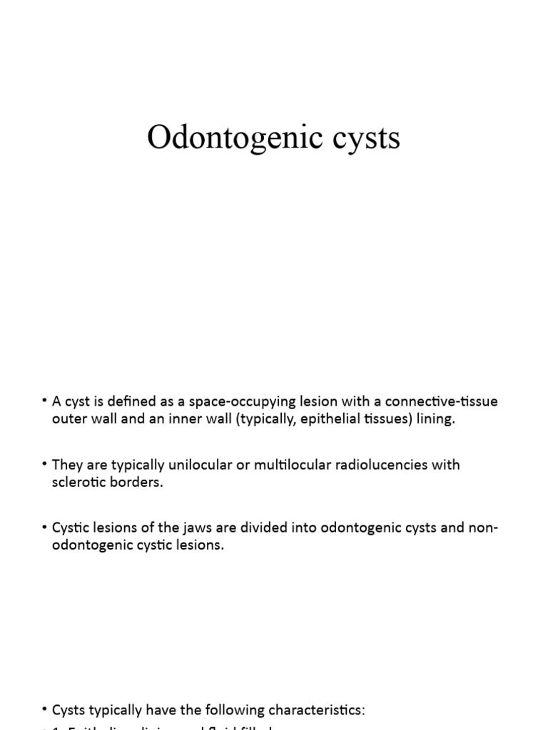 Odontogenic Cysts | PDF | Diseases And Disorders | Medical Specialties