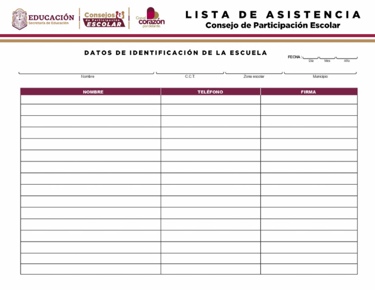 Lista de Asistencia 2023-2024 | PDF