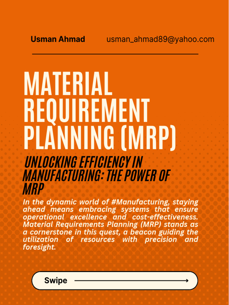Material Requirement Planning (MRP) : Unlocking Efficiency in Manufacturing: The Power of MRP ...