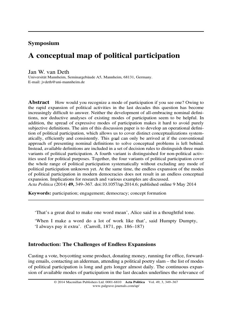 Defining Political Participation Variants | PDF | Democracy | Political ...
