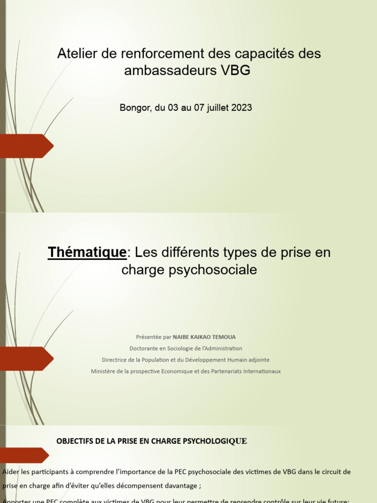 Prise en Charge Psychosociale | PDF | la communication | Psychologie