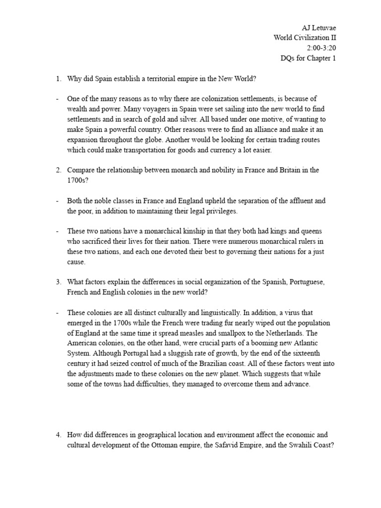 Dqs World Civilization II | PDF | Trade | Spanish Empire