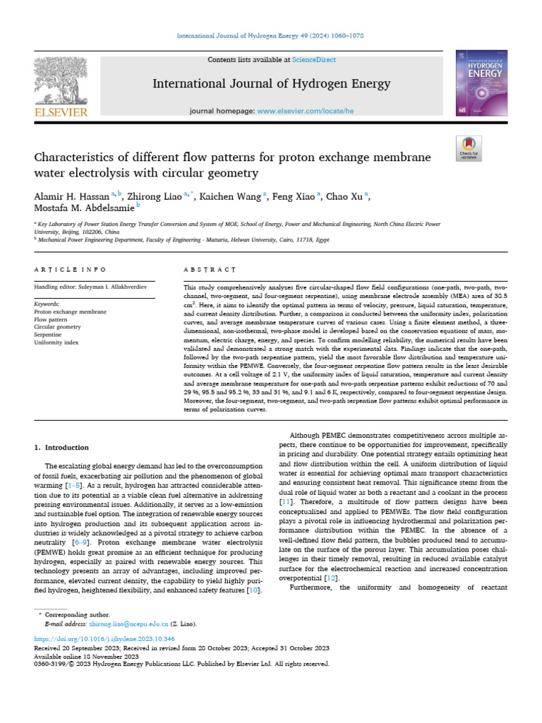 Characteristics of Different Flow Patterns For PEMWE With Circular ...