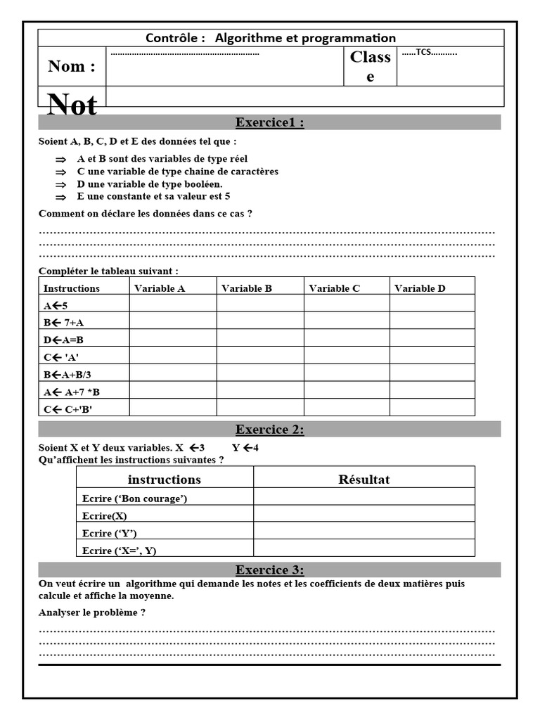 Devoir Algorithme | PDF