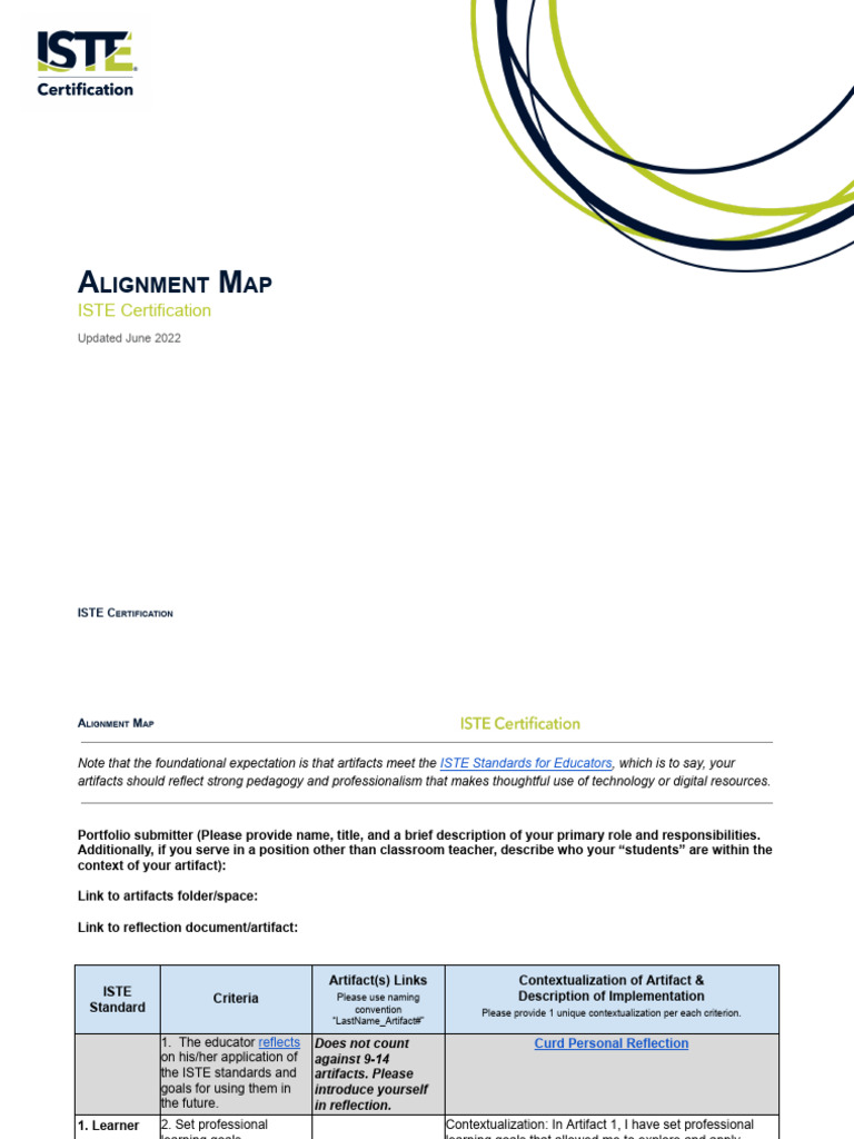 Iste Certification - Alignment Map | PDF | Learning | Educational ...