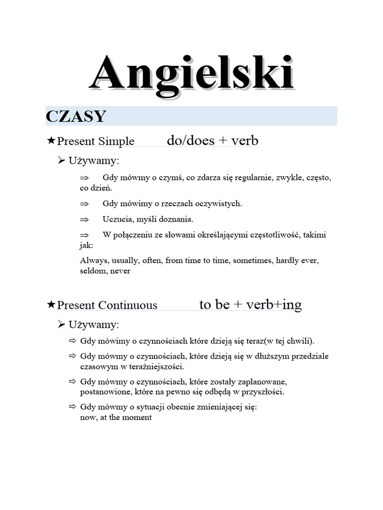 Angielski - Notatki | PDF