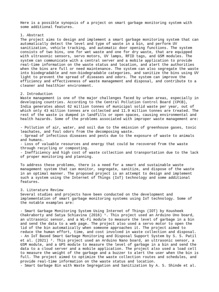 Garbage Monitoring | PDF | Internet Of Things | Waste Management