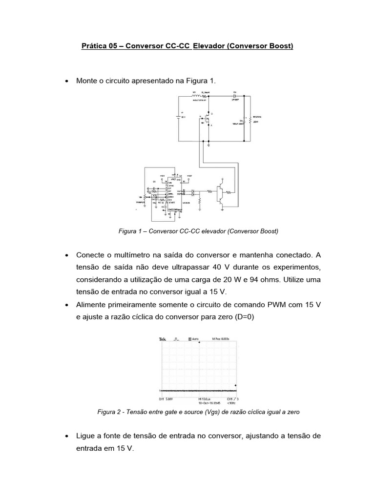 Prática 05 - Conversor CC-CC Elevador (Conversor Boost) | PDF | Rede elétrica | Diodo