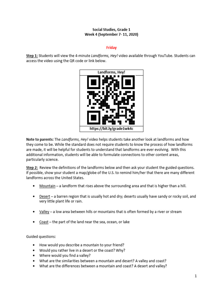 Grade 1 Landforms Lesson Plan | PDF | Desert | Mountains