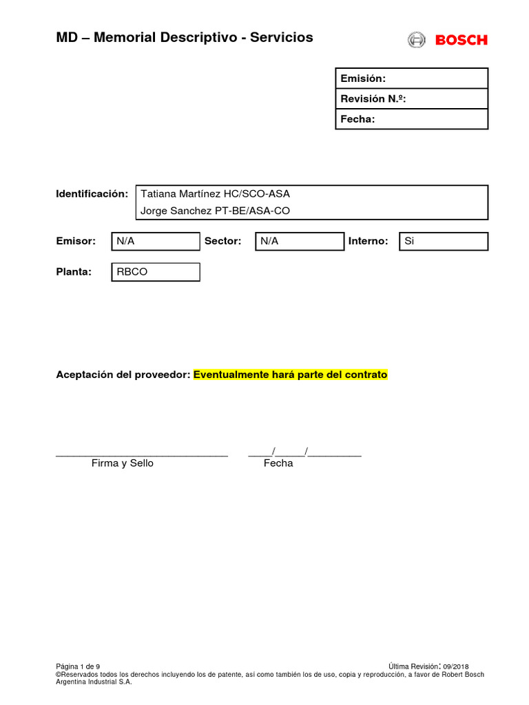 MDS Memorial Descriptivo de Servicios RBCO Isource | PDF