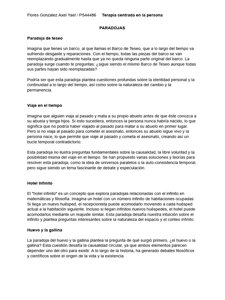 Paradojas Filosóficas y Su Significado | PDF | Paradoja | Viaje en el ...