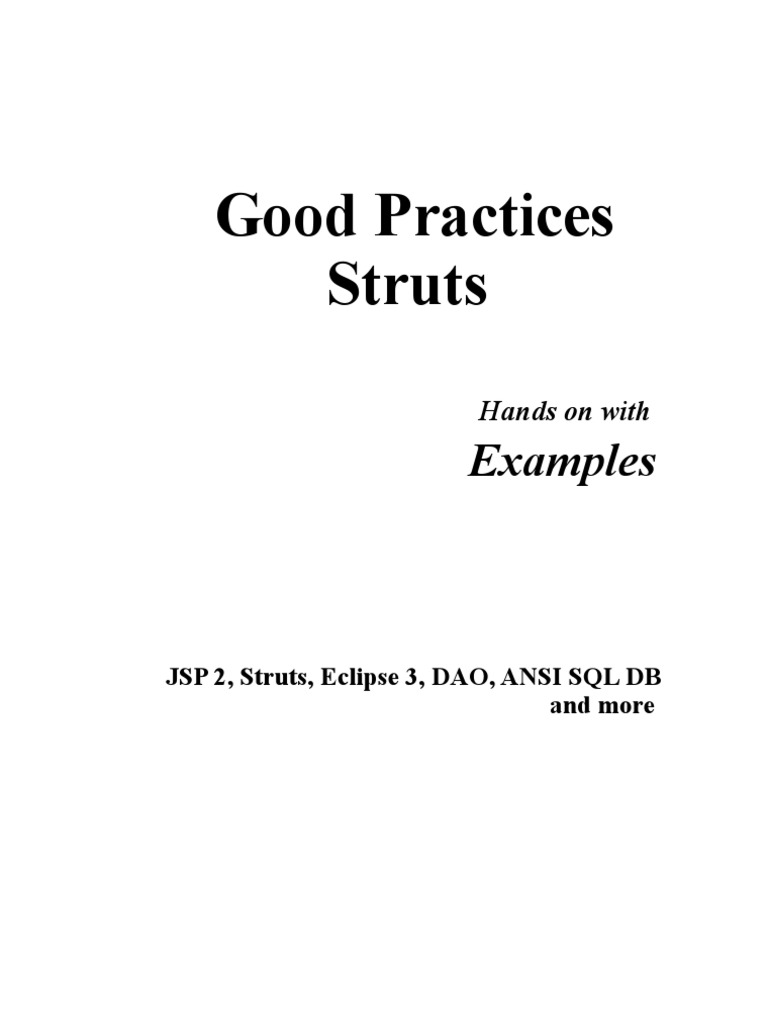 JSP 2 Struts Eclipse 3 DAO ANSI SQL DB and More With Examples | PDF ...