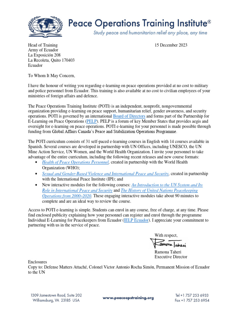 Free E-Learning On Peacekeeping For The Army of Ecuador | PDF | United ...