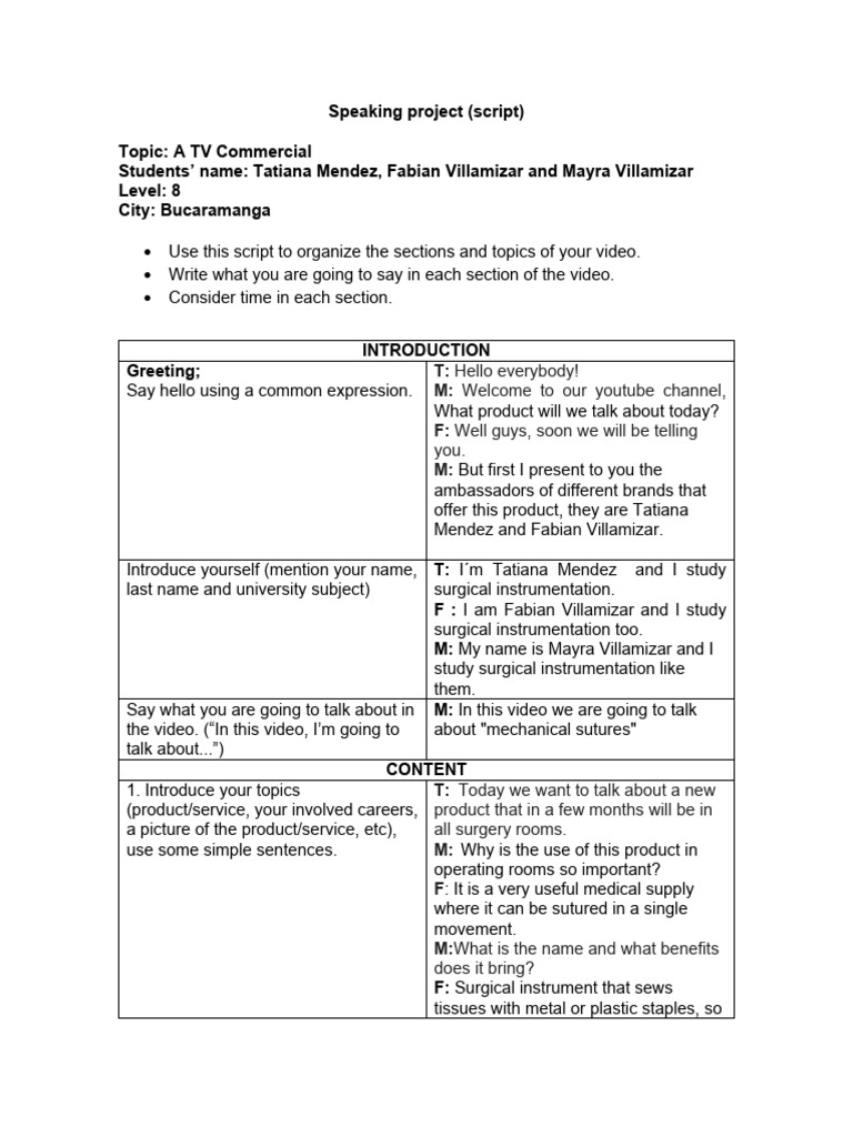 Formato Video Script 8 | PDF | Surgery | Surgical Suture
