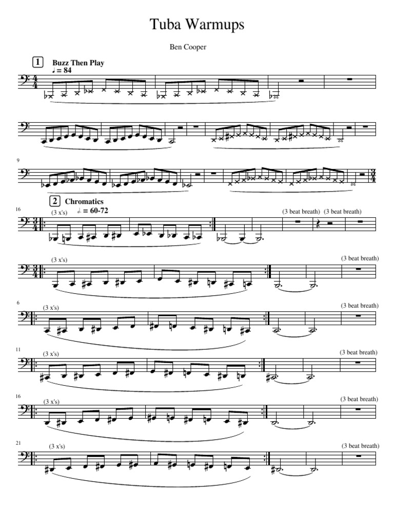 Tuba Warmup Exercises and Techniques | PDF