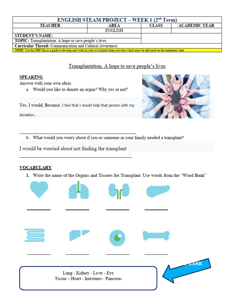 Bitacora Ingles 1 | PDF | Organ Transplantation | Organ Donation