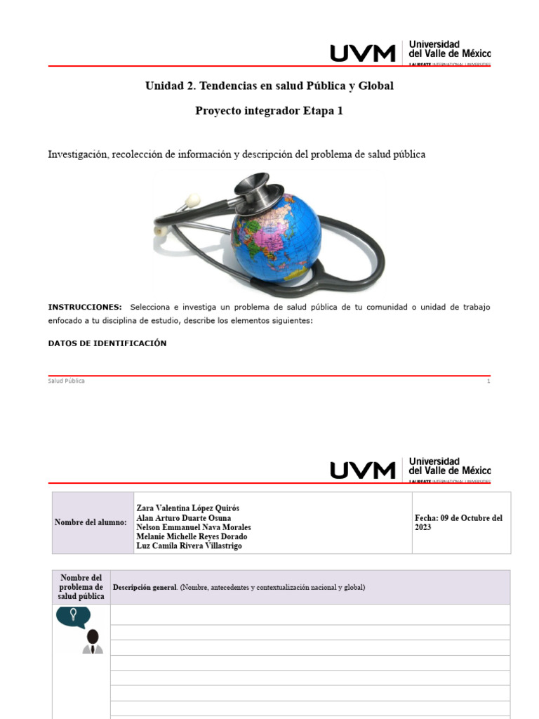 U2 Etapa1 Proyecto Integrador | PDF | VIH | Salud pública