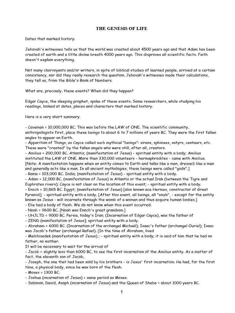 Amilius - THE GENESIS OF LIFE | PDF | Jacob | Cain And Abel