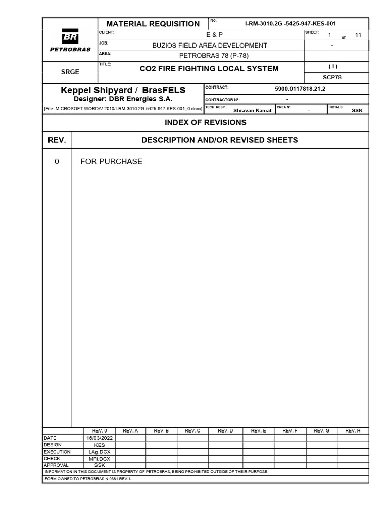 CO2 Fire Fighting System Requisition | PDF | Specification (Technical Standard) | Documentation
