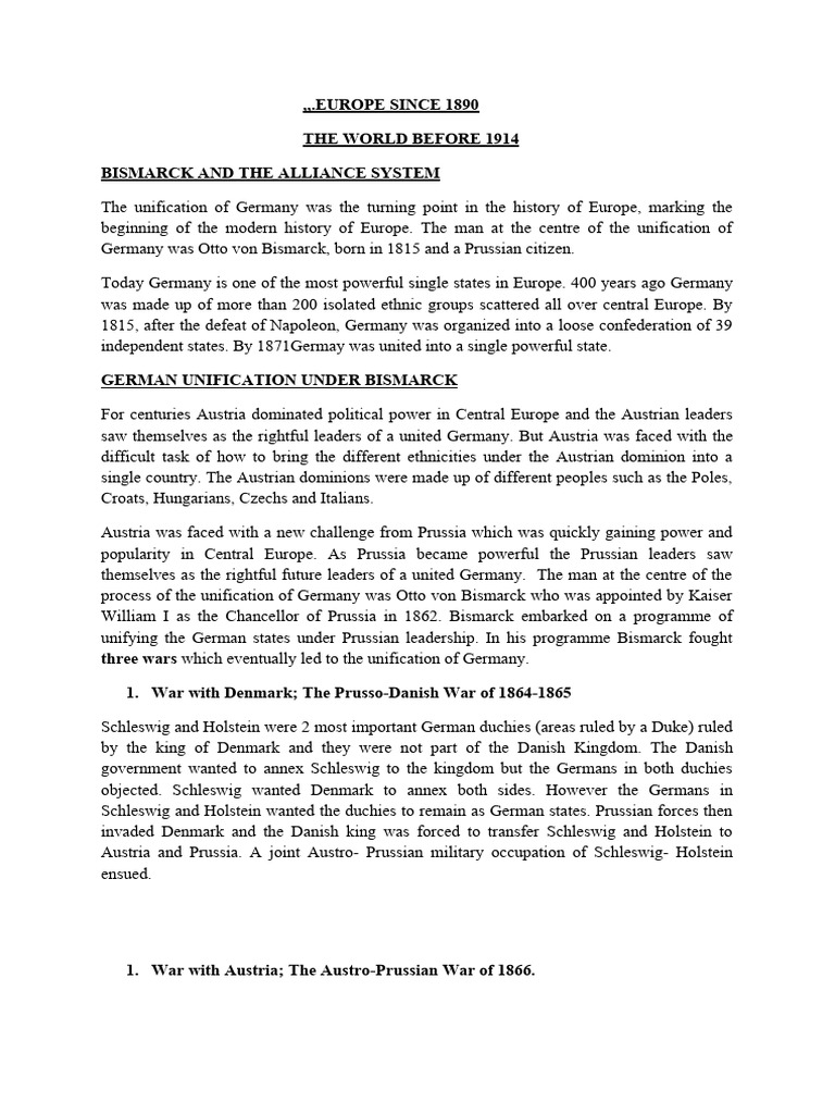 Europe Since 1890 | PDF | Otto Von Bismarck | Kingdom Of Prussia