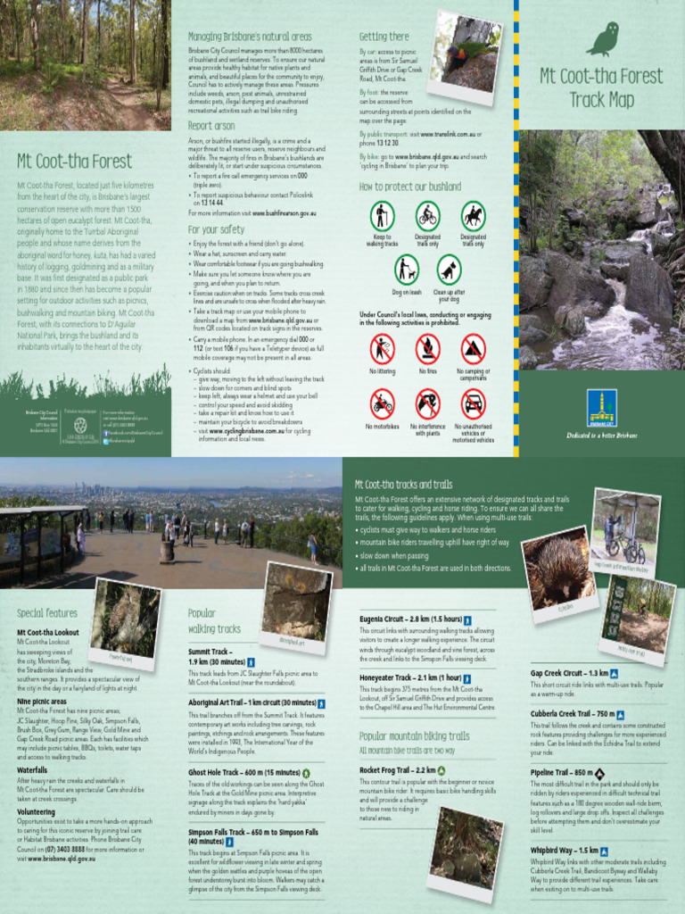 Imagesaustraliabribrisbane Mt-Coot-Tha Track Map PDF | PDF | Trail ...