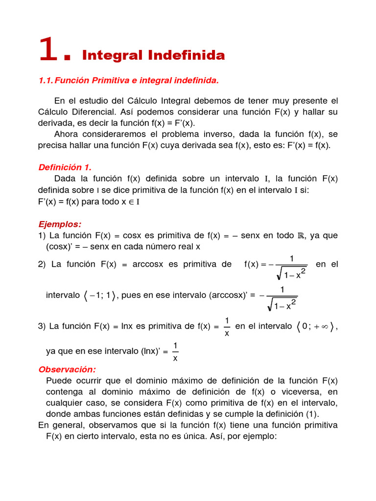 Integral Indefinida: Definición y Propiedades | PDF | Integral ...