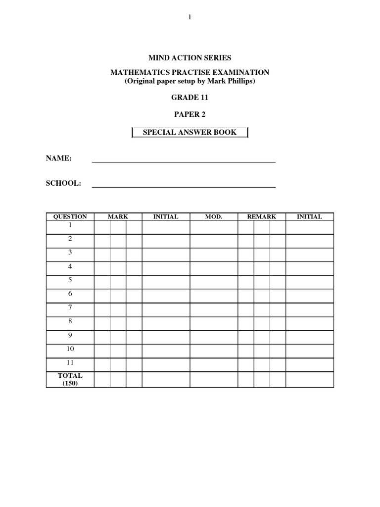 Grade 11 Mathematics Practice Exam | PDF | Mathematics | Applied ...