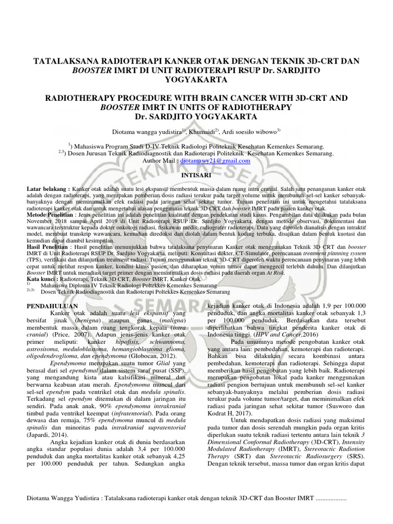 Radioterapi Kanker Otak: 3D-CRT & IMRT | PDF