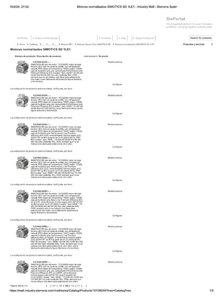 Motores Normalizados SIMOTICS SD 1LE1 - Industry Mall - Siemens Spain ...