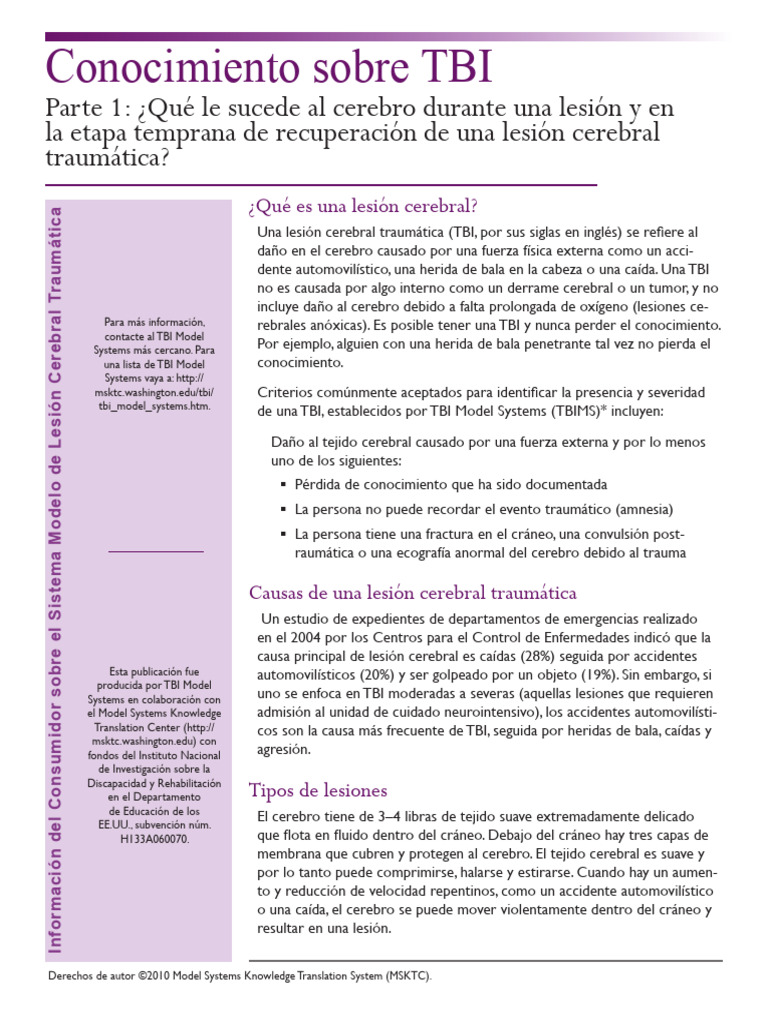 TBI Understanding Part1 SP | PDF | Cerebro | Lesión cerebral traumática
