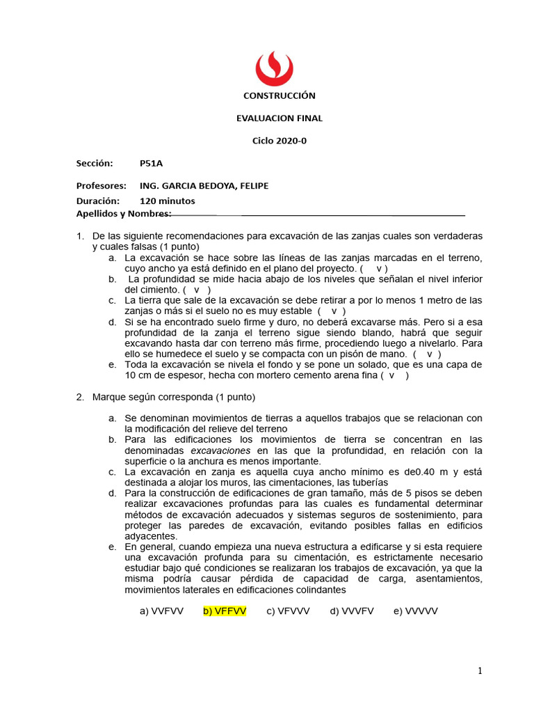 Examen Final Construcción 2021-1 | PDF | Hormigón | edificio