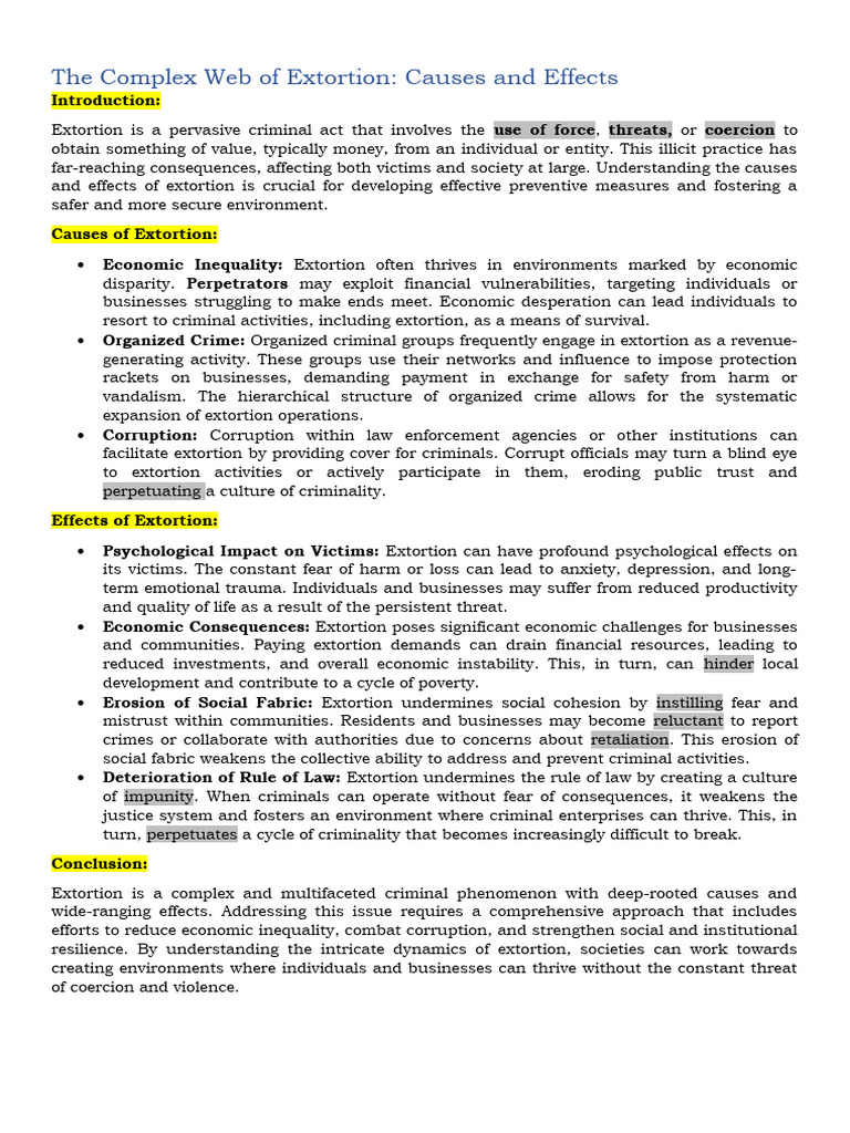 The Complex Web of Extortion | PDF | Extortion | Organized Crime