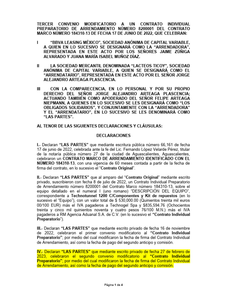 Tercer Convenio Modificatorio | PDF