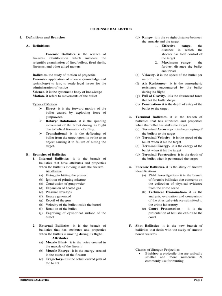 Review Notes Forensic Ballistics | PDF | Gun Barrel | Firearms