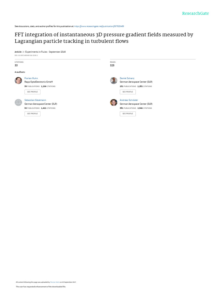 FFT Integration of Instantaneous 3D Pressure Gradi | PDF