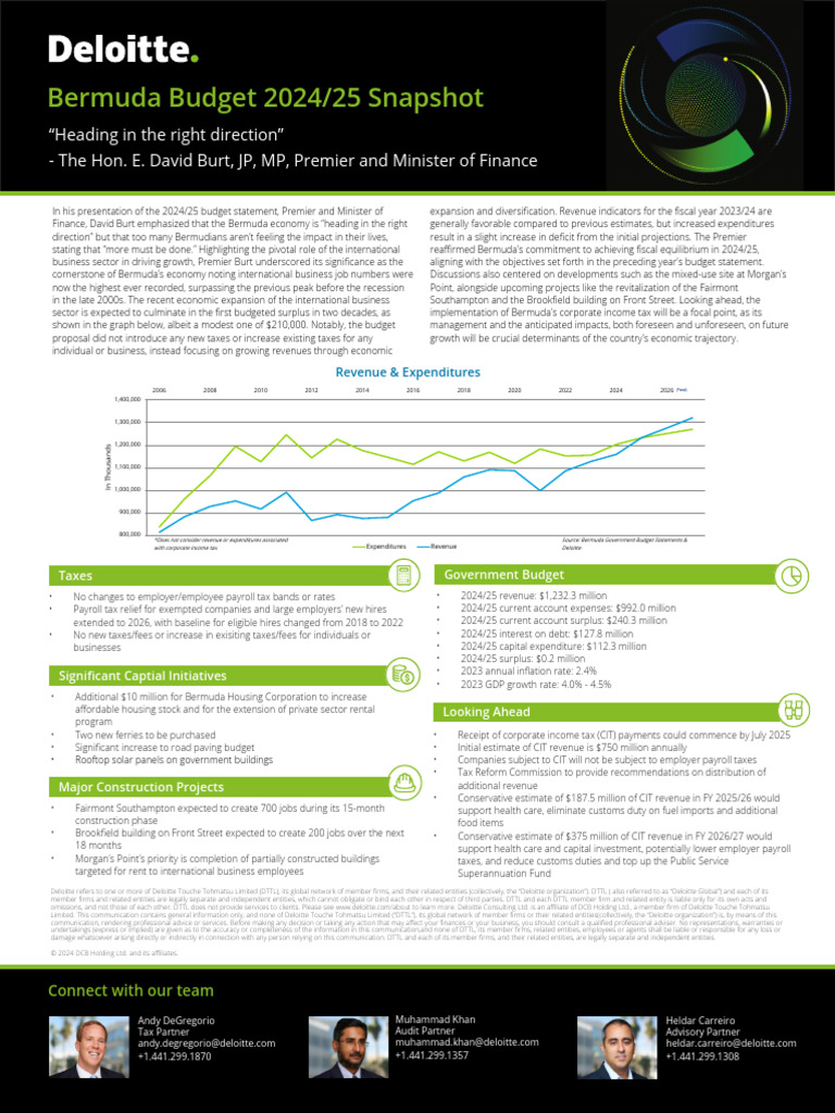 Bermuda 2024/25 Budget Overview | PDF