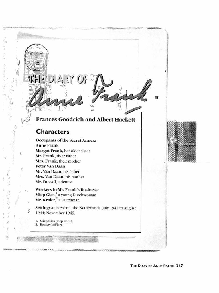 Diary of Anne Frank ACT 1 SCENE 1-3 | PDF