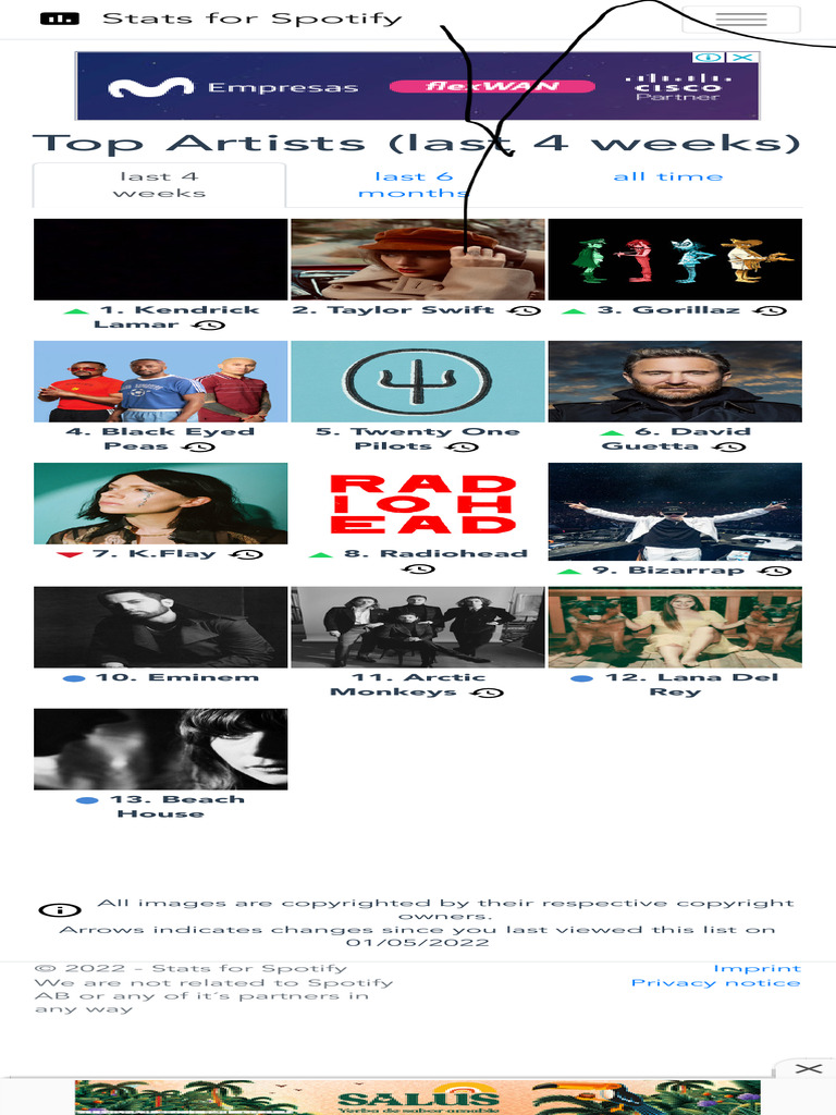 Top Artists - Stats For Spotify | PDF