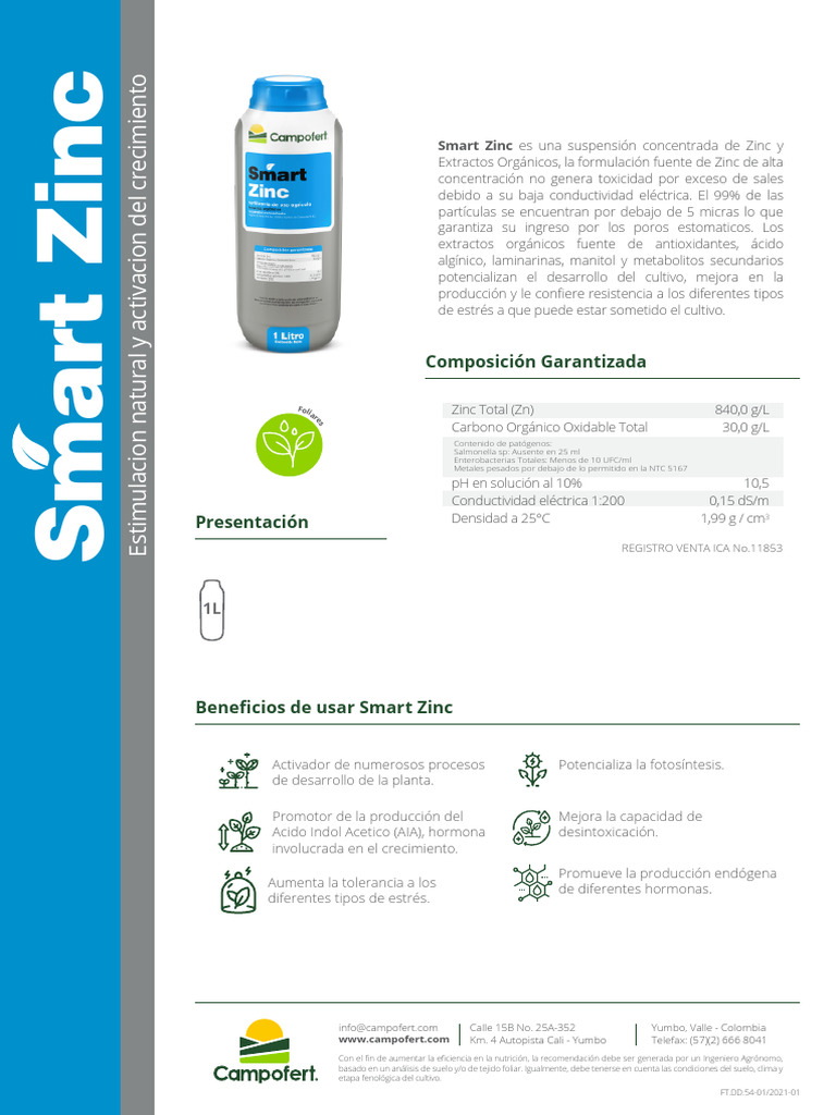 Beneficios de Smart Zinc en Cultivos | PDF | Materiales | Sustancias ...