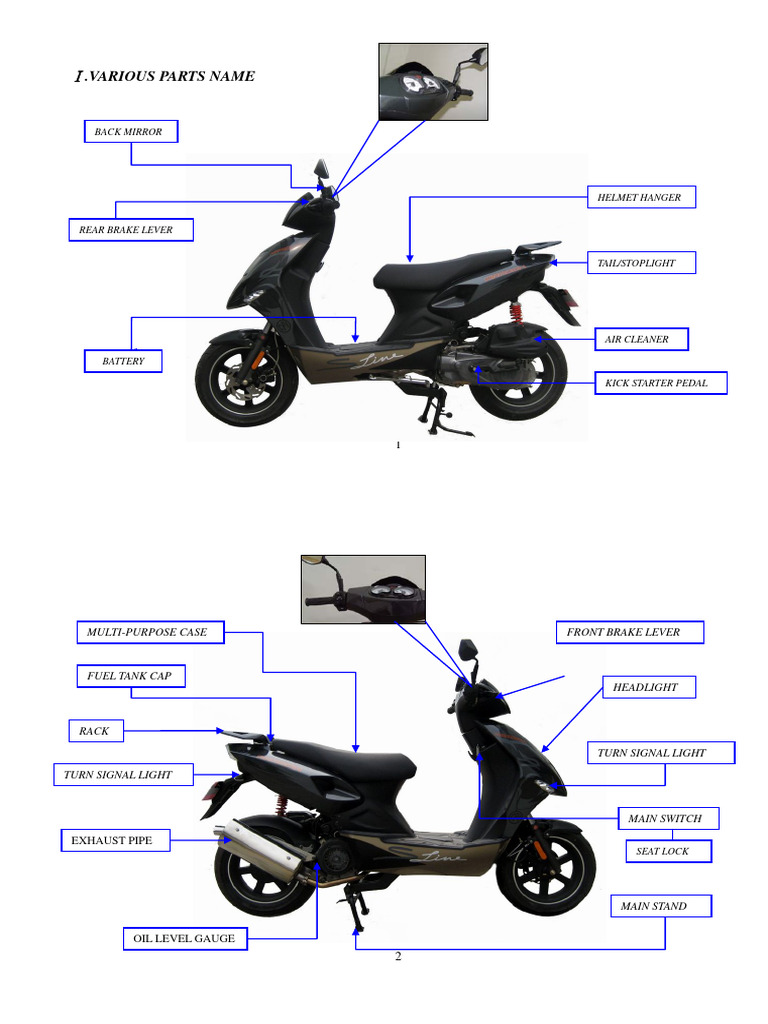 CPI Aragon 125 Parts and Operation Guide | PDF | Headlamp | Tire