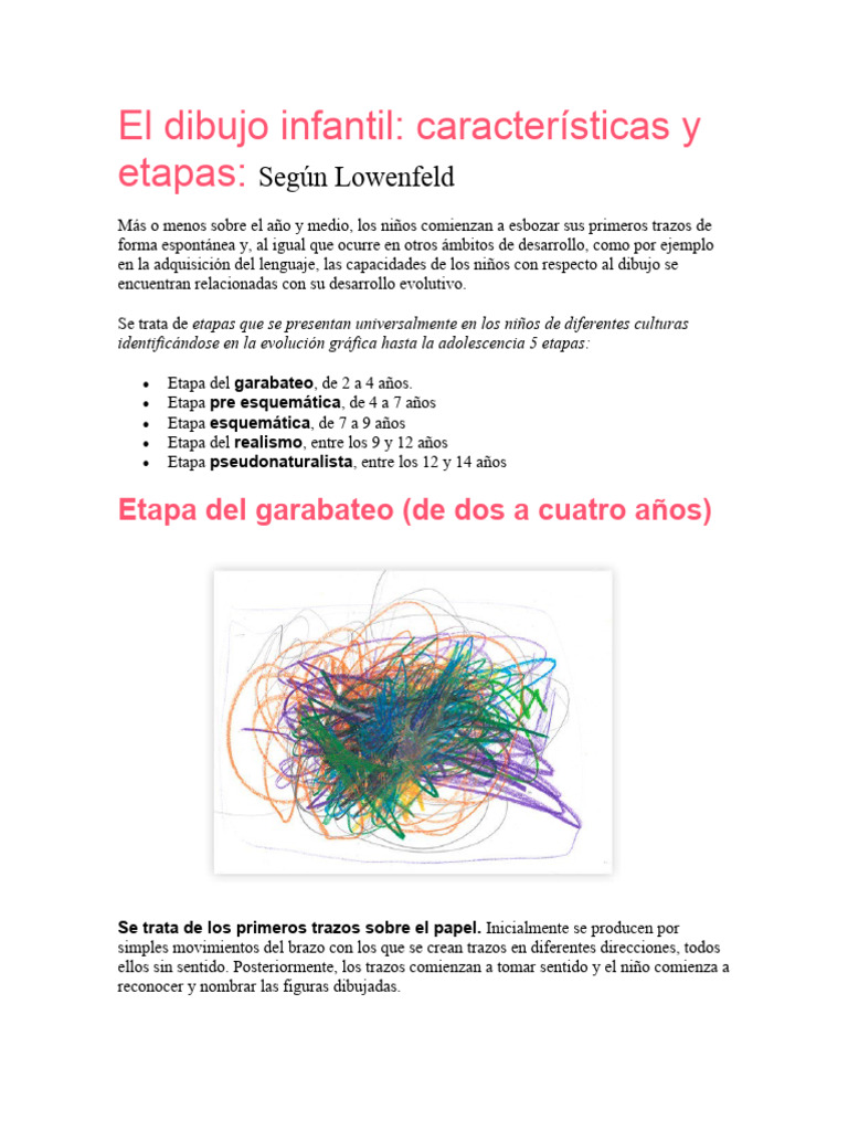 El Dibujo Infantil Segun Lowenfeld | PDF | Dibujo | Color