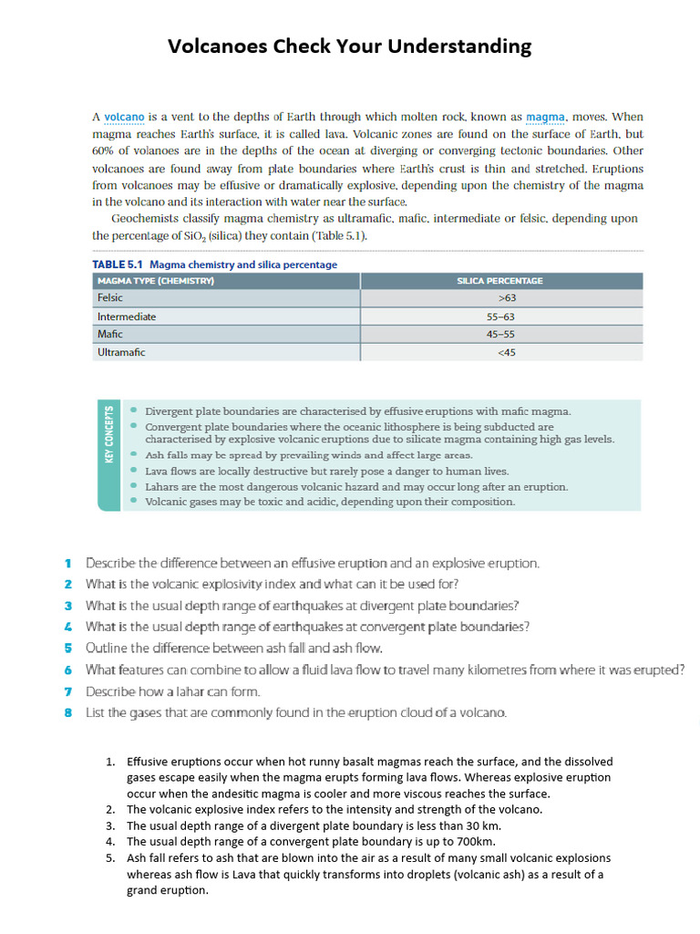 Volcanoes Check Your Understanding | PDF