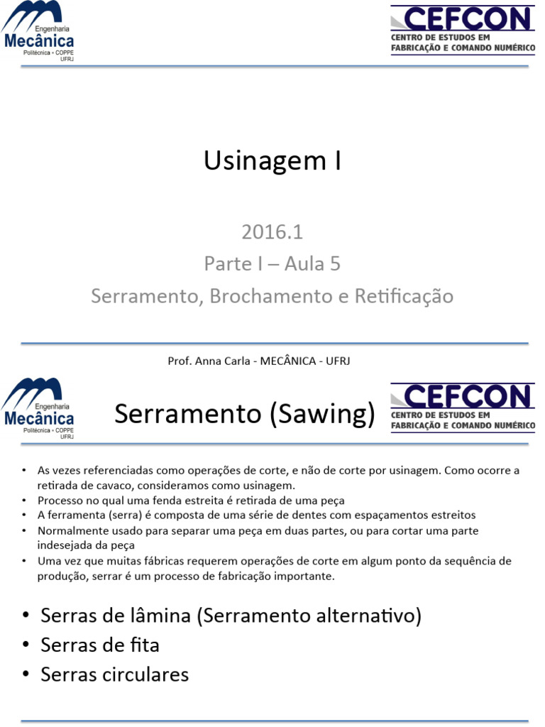 Aula5-Serramento Retificacao | PDF | Máquinas | Processos industriais