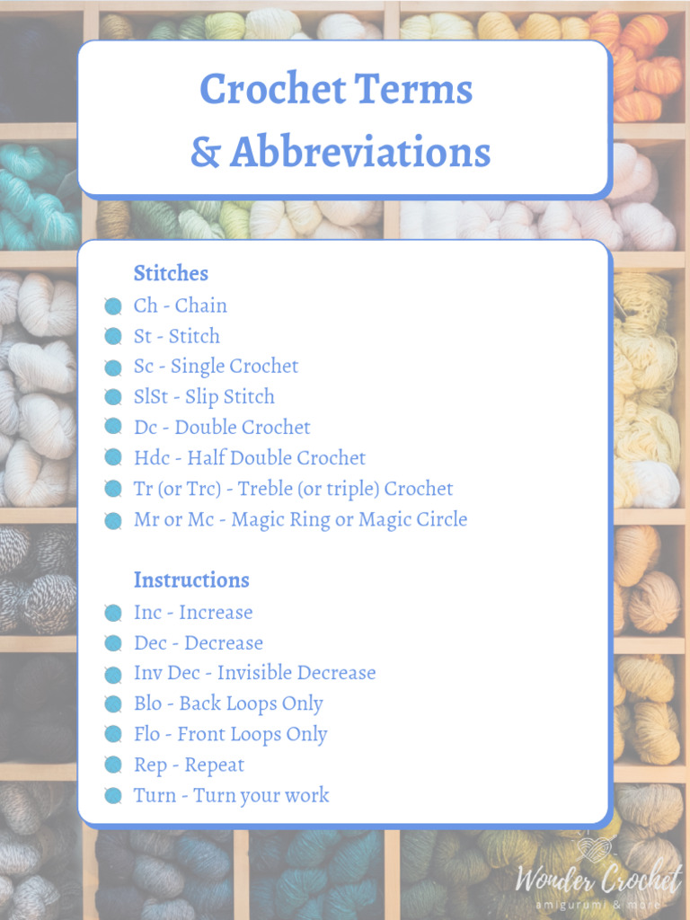 Crochet Terms & Abbreviations PDF | PDF