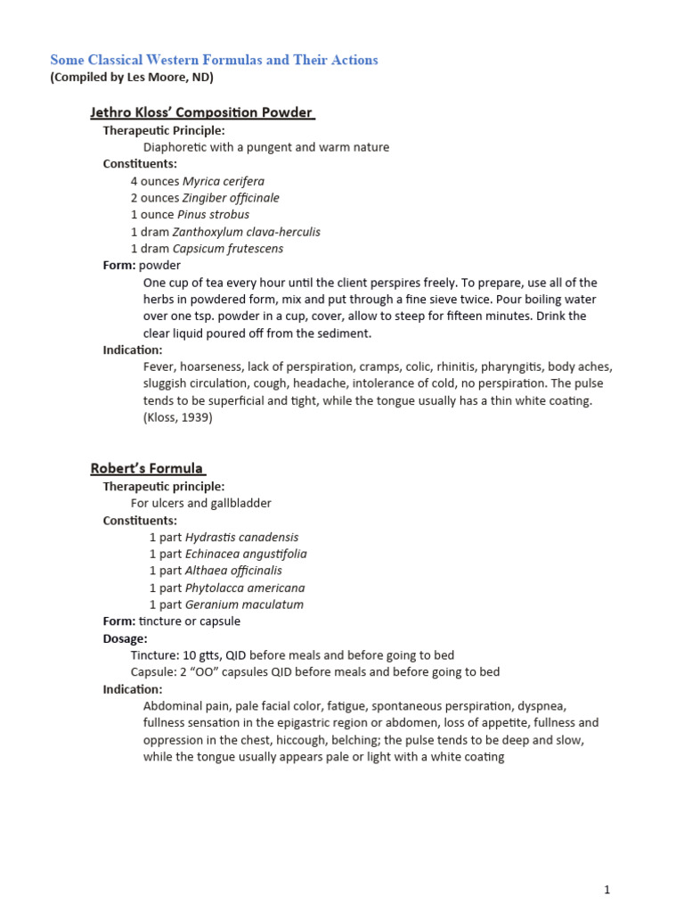 Classical Western Formulas | PDF | Diseases And Disorders | Clinical ...