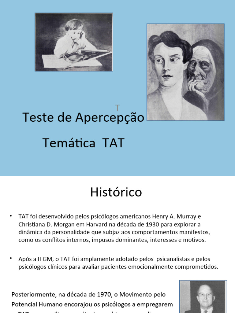 Teste de Apercepção Temática (TAT) e Personalidade | PDF | Psicologia ...