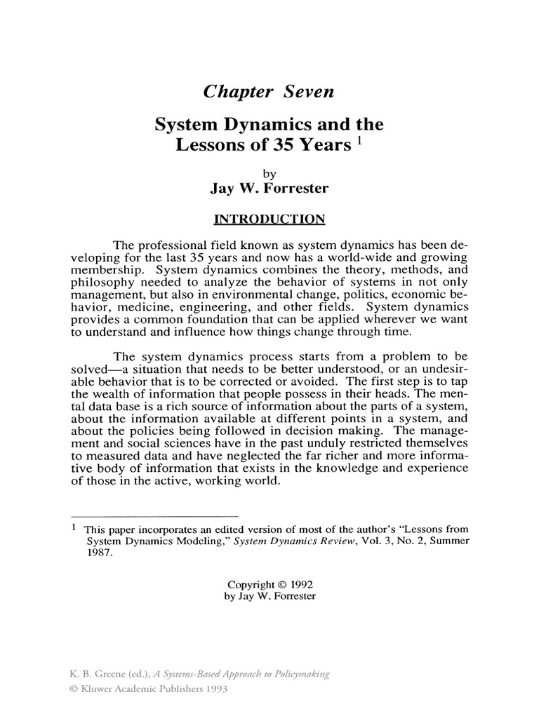 Forrester - 1993 - System Dynamics and The Lessons of 35 Years | PDF ...