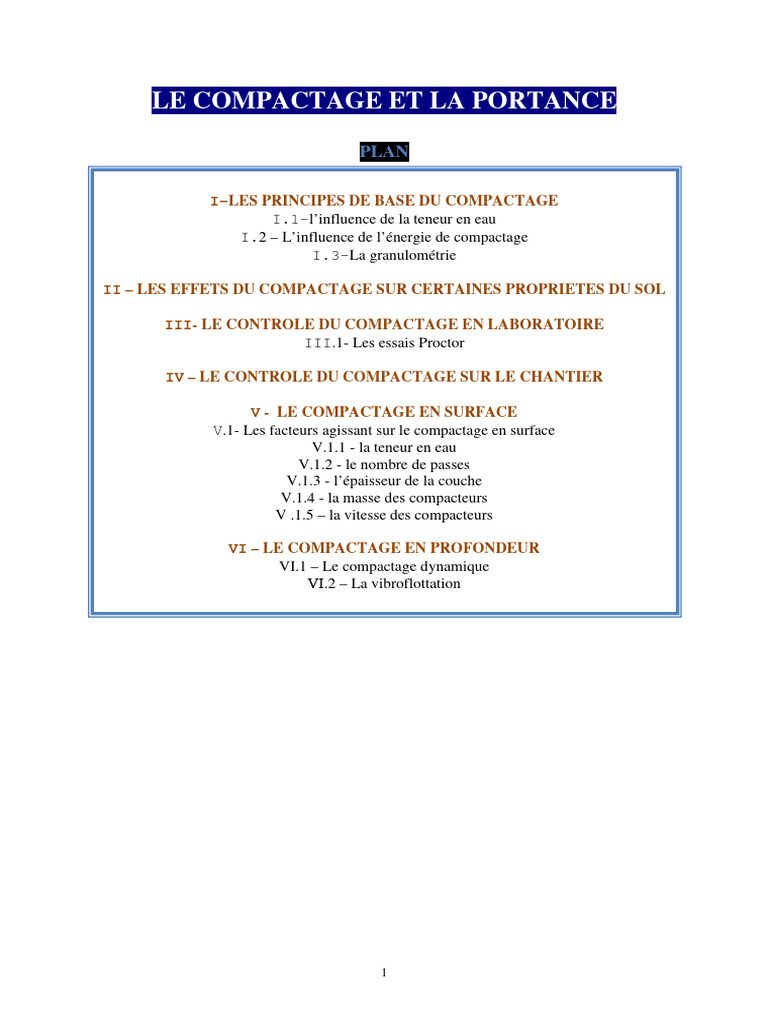 Compactage des sols : principes et méthodes | PDF